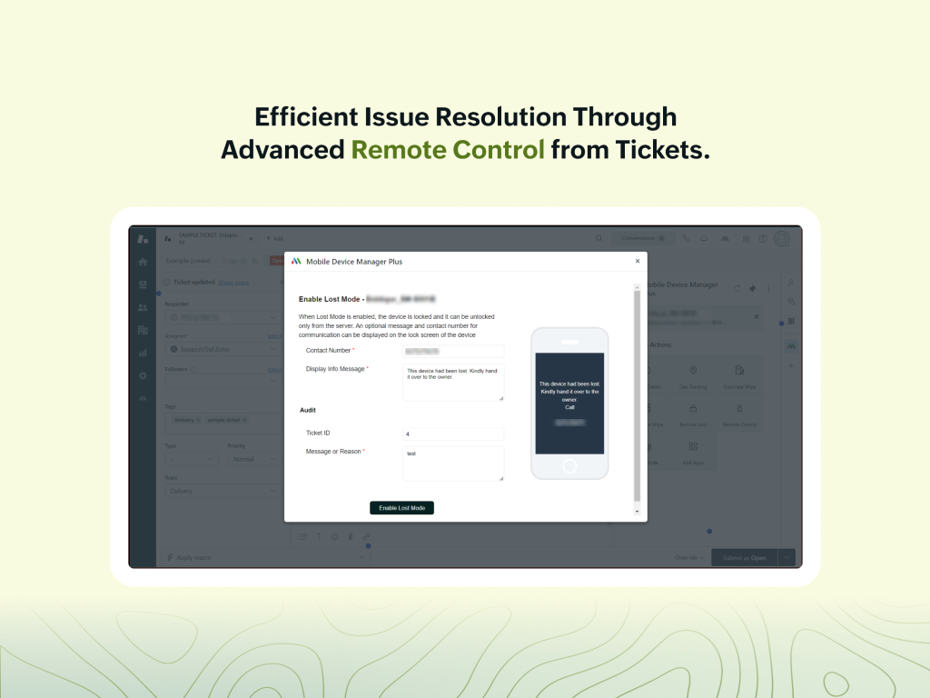 Mobile Device Manager Plus App Integration with Zendesk Support